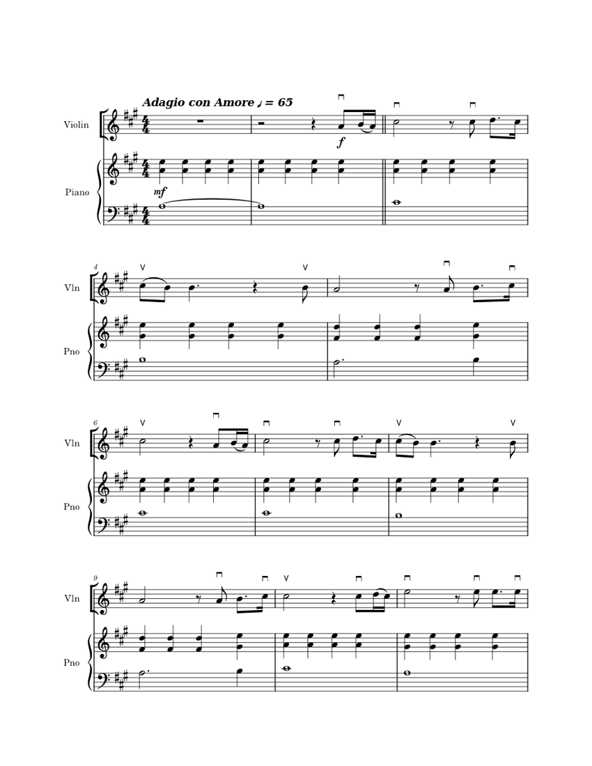 The Rose (Violin & Piano - In A Major / F# Minor) Sheet music for Piano ...