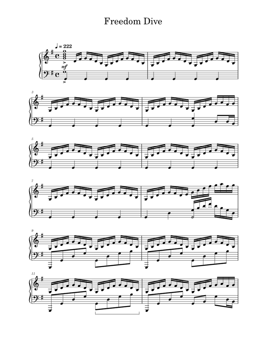 Freedom Dive Piano Solo Sheet music for Piano (Solo) | Musescore.com