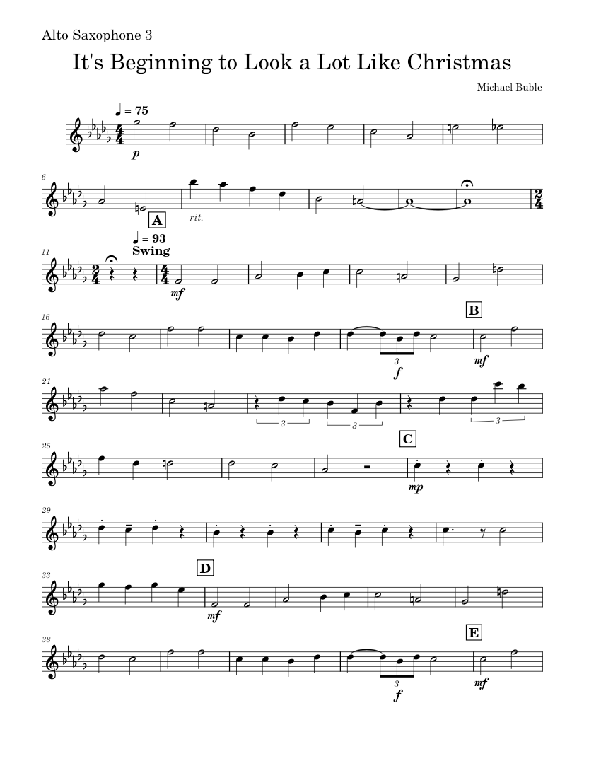 It's Beginning to Look a Lot Like Christmas-Alto Saxophone 3 Sheet music for Saxophone alto ...