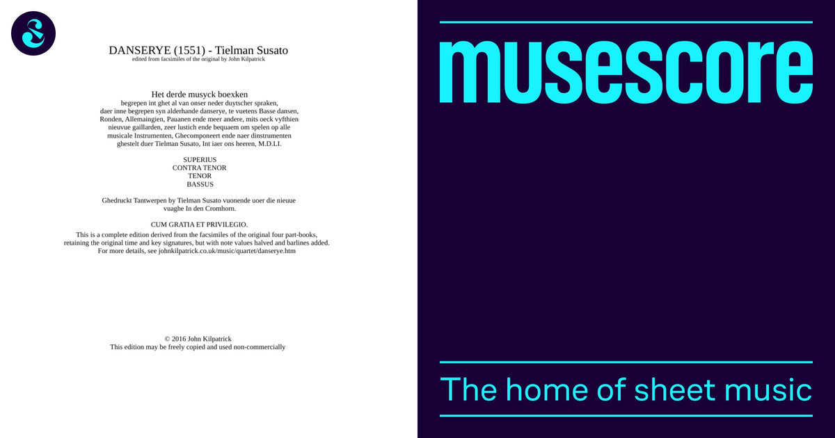 Dansereye – Tielman Susato Sheet music for Clarinet other (Mixed ...