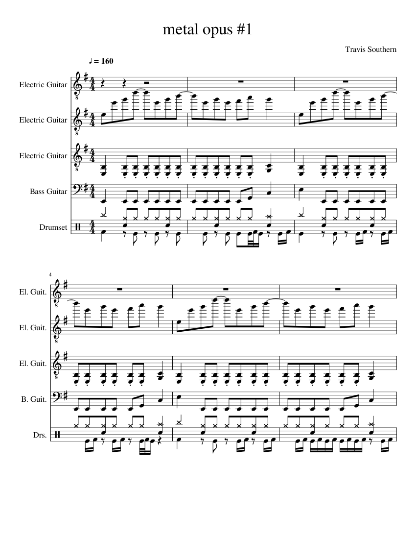 Metal WIP Sheet music for Guitar, Bass guitar, Drum group (Mixed ...