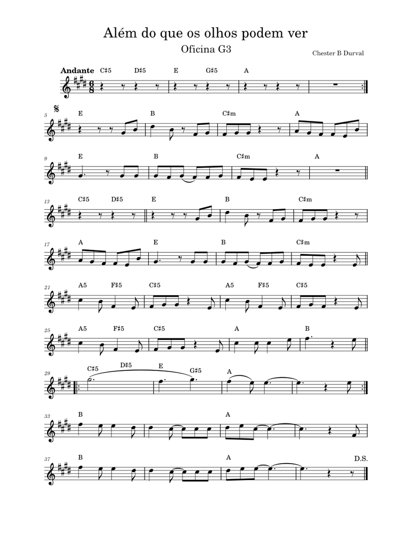 Além do que os Olhos podem Ver - Oficina G3 Sheet music for Piano (Solo ...