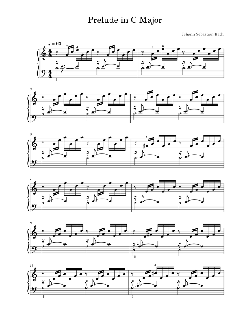 Prelude in C Major – Johann Sebastian Bach Sheet Music for Piano (Solo ...