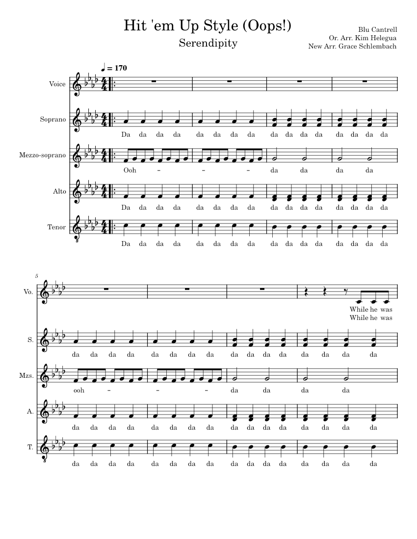 Hit 'em Up Style Oops! NEW Sheet Music for Soprano, Alto, Tenor, Vocals ...