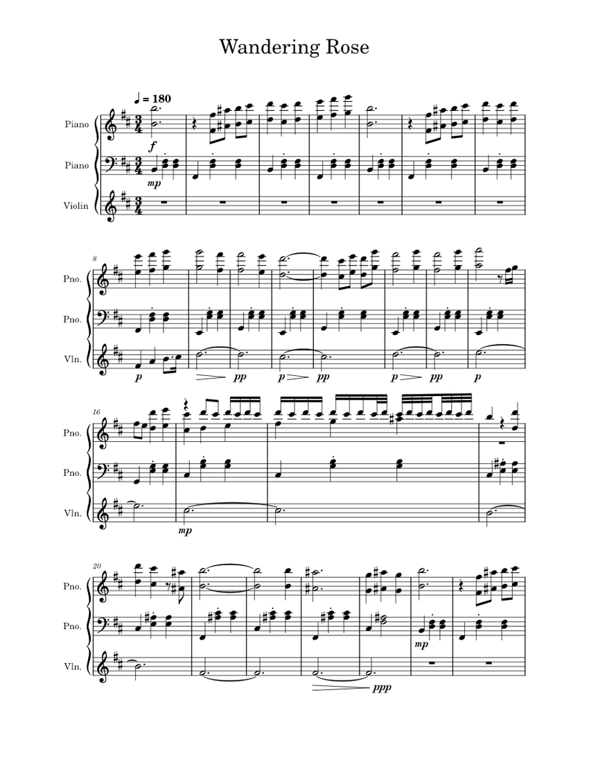 Wandering Rose -- OMORI OST 082 Sheet Music for Piano, Violin (Mixed ...