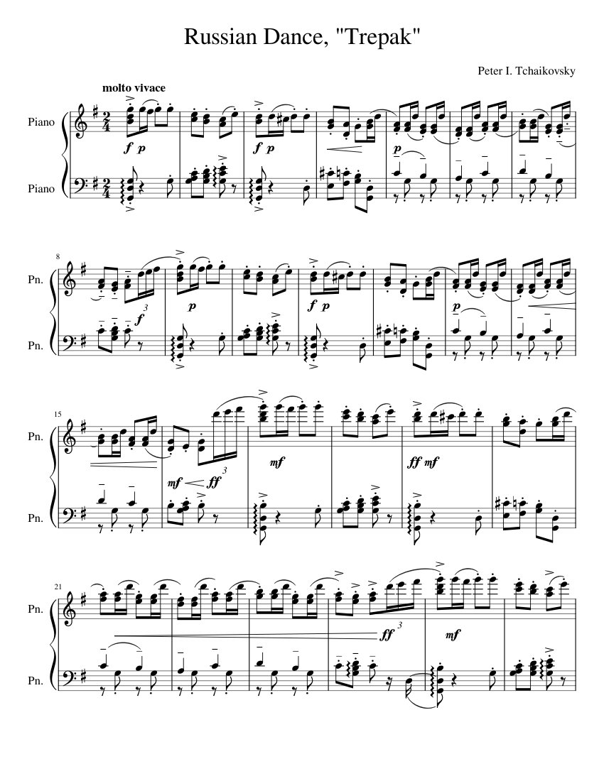 Russian Dance, "Trepak" Sheet Music for Piano (Solo) | MuseScore.com