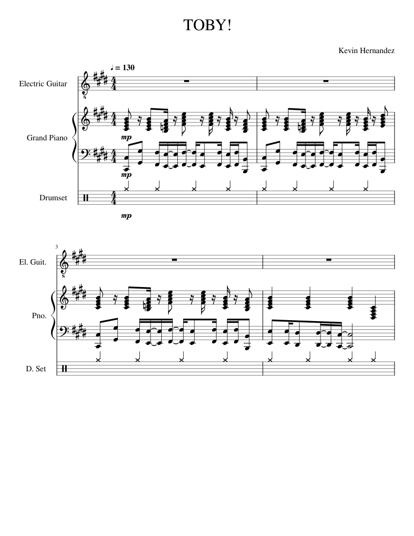 TOBY! Sheet music for Piano, Guitar, Drum group (Mixed Trio ...