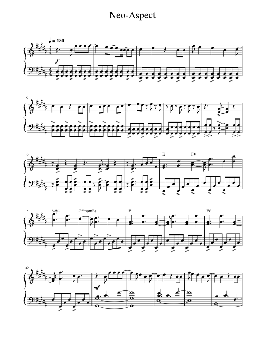 Neo-Aspect (offical version) Sheet Music for Piano (Solo) | MuseScore.com