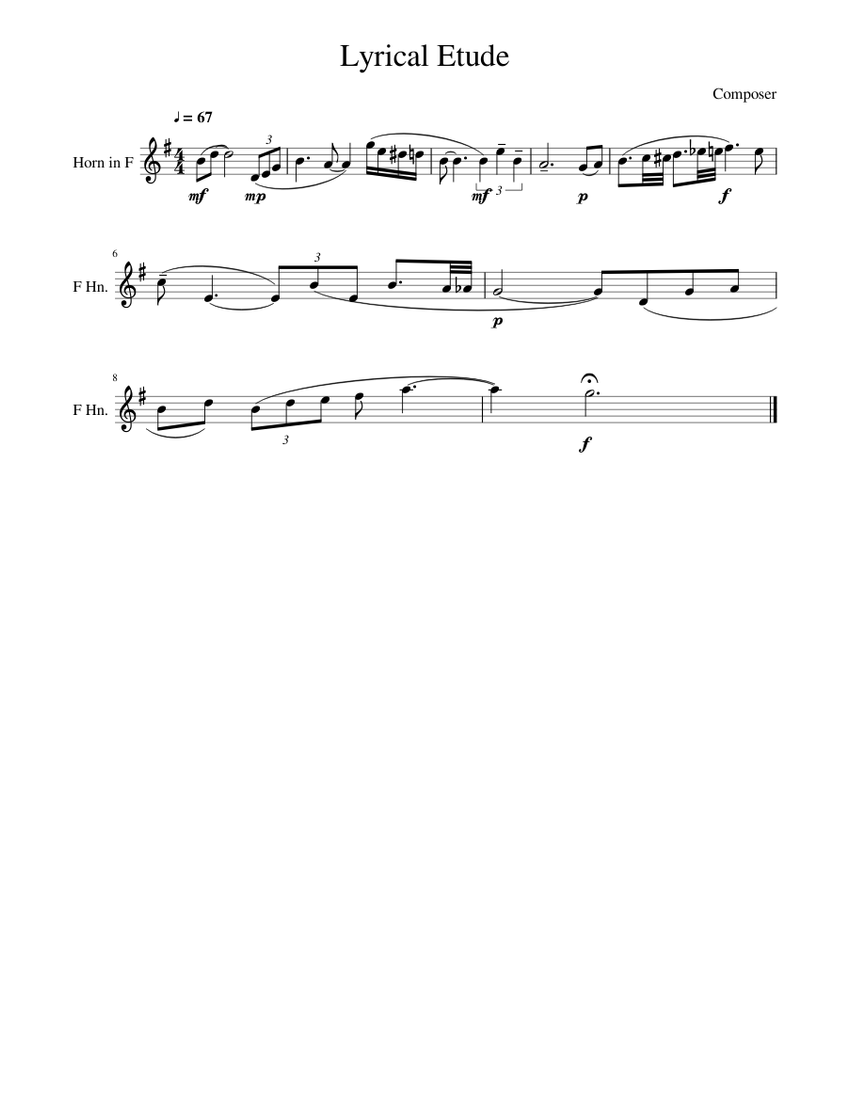 Lyrical Etude Sheet music for Piano, French horn (Solo) | Musescore.com