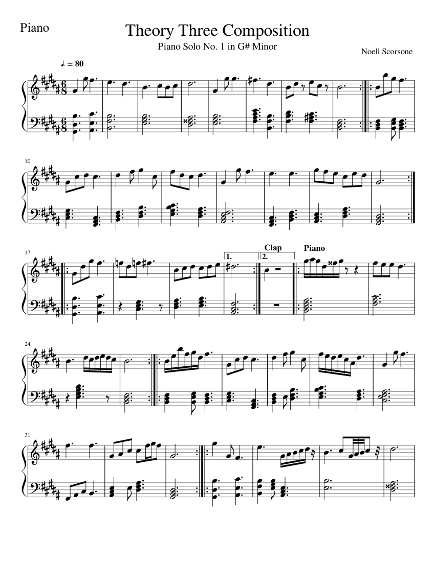 Theory Three Composition Sheet music for Piano (Solo) Easy | Musescore.com
