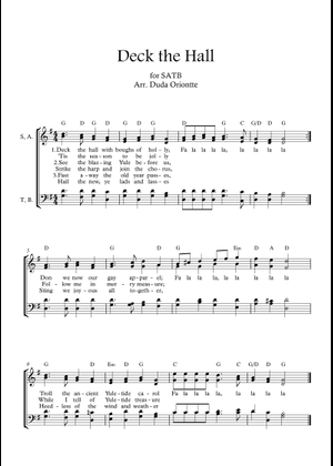 Deck the Hall Sheet Music for Soprano, Alto, Tenor, Bass voice & more ...