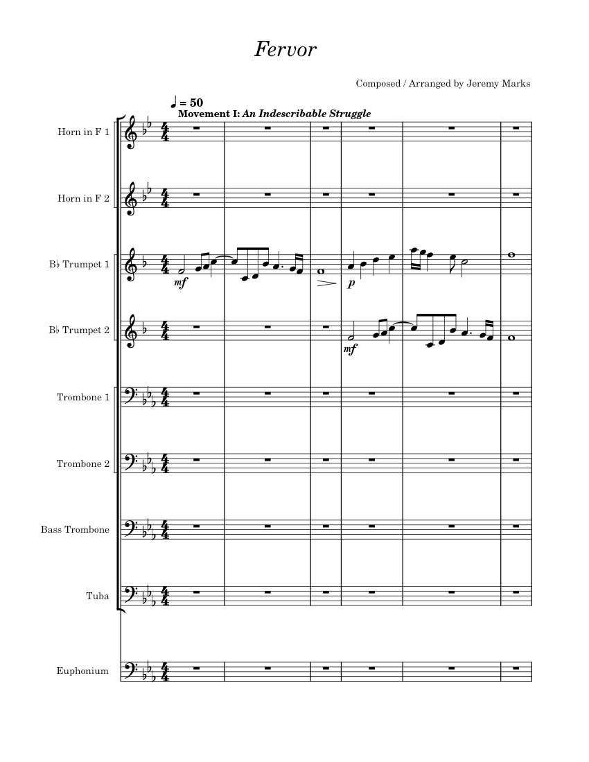 Fervor - Jeremy Marks Sheet Music for Trombone, Euphonium, Tuba ...
