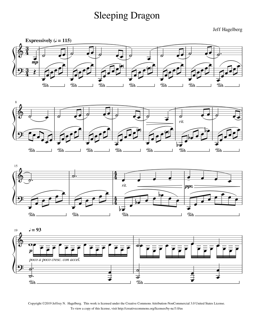 Sleeping Dragon - Jeff Hagelberg Sheet Music for Piano (Solo ...