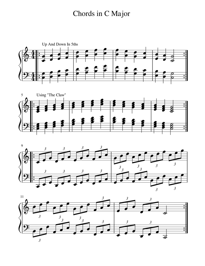 Chords in C Major Sheet Music for Piano (Solo) easy | MuseScore.com