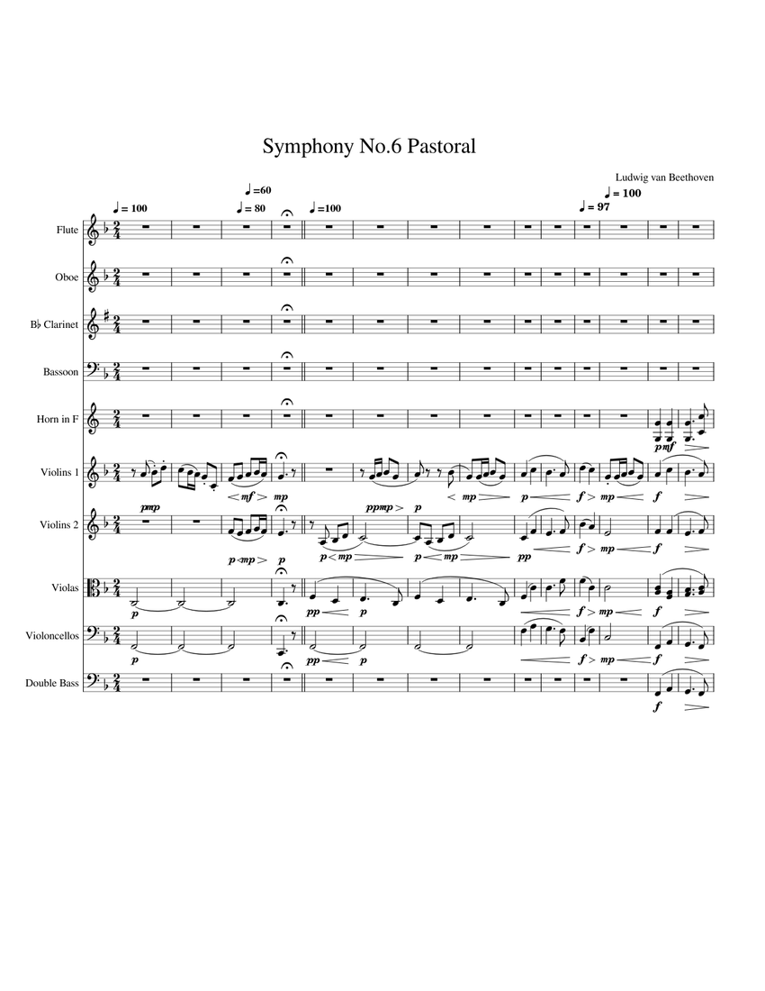 Symphony No.6 Pastoral Ludwig van Beethoven Sheet music for Flute, Oboe ...