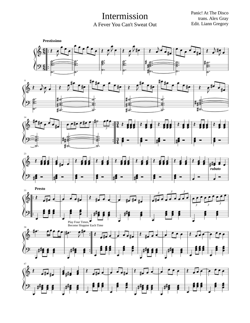 Intermission Sheet music for Piano (Solo) | Musescore.com