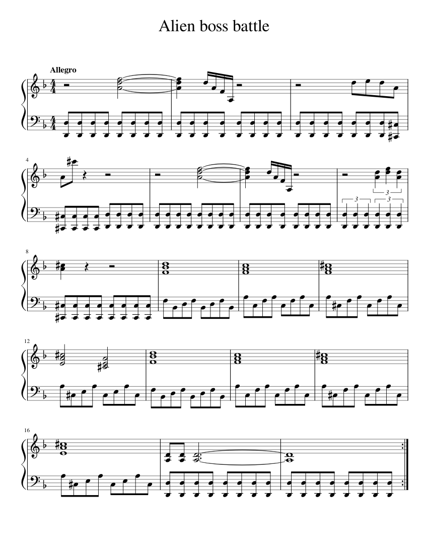 Alien boss battle theme Sheet music for Piano (Solo) Easy | Musescore.com