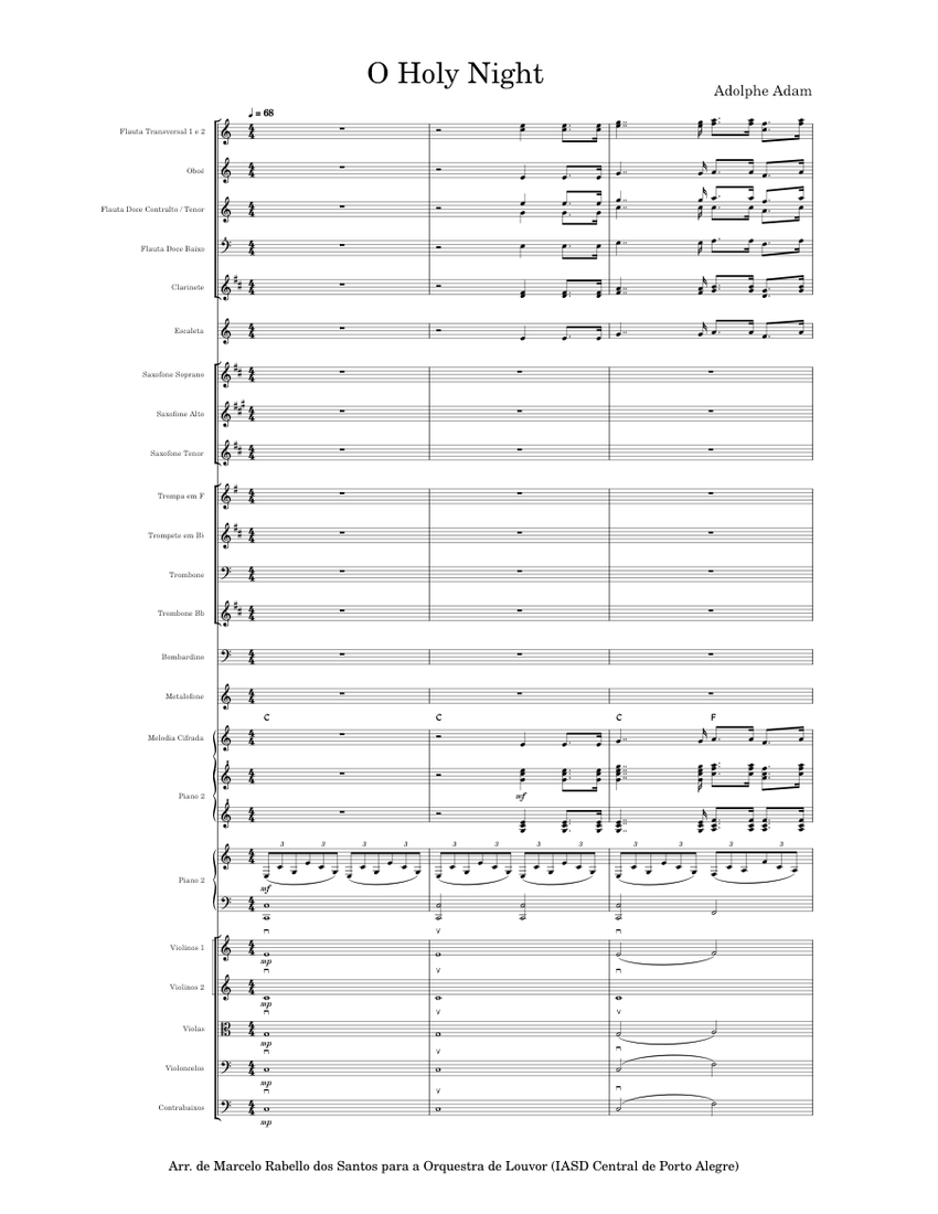 O Holy Night Sheet Music with Chords for Piano, Trombone, Euphonium ...