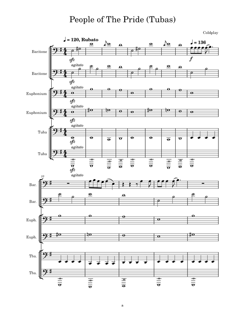 People of the Pride – Coldplay People of the Pride for Tubas Sheet music for Euphonium, Tuba ...