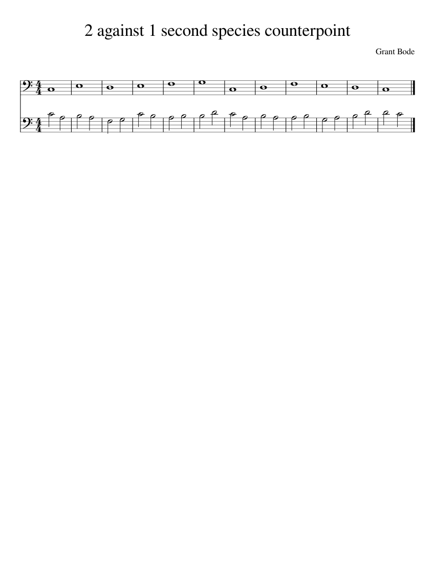2 against 1 second species counterpoint Sheet music for Piano (Solo) Easy | Musescore.com