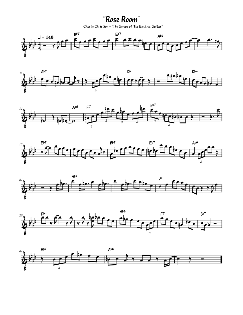 Rose Room Sheet music for Guitar (Solo) | Musescore.com