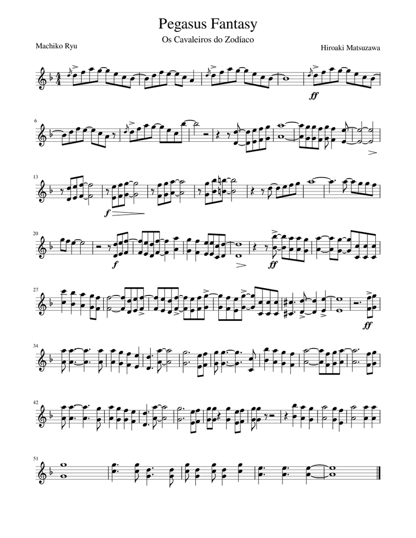 Pegasus Fantasy Sheet Music for Violin (Solo) | MuseScore.com