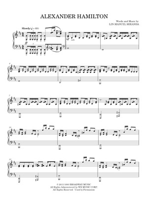 Play Official version of Alexander Hamilton Sheet Music by Lin-Manuel ...