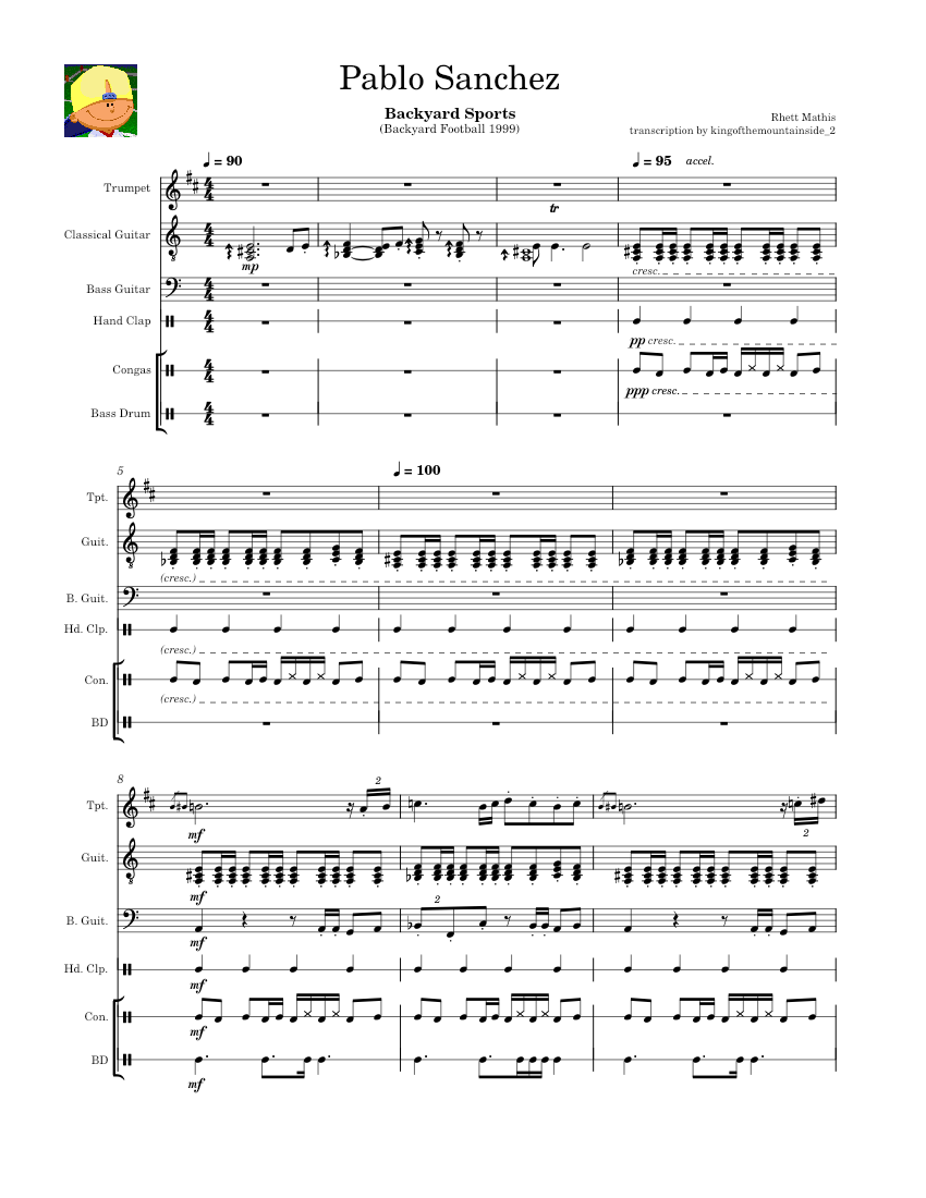 Pablo Sanchez Theme | Backyard Football 1999 – Rhett Mathis Sheet music ...