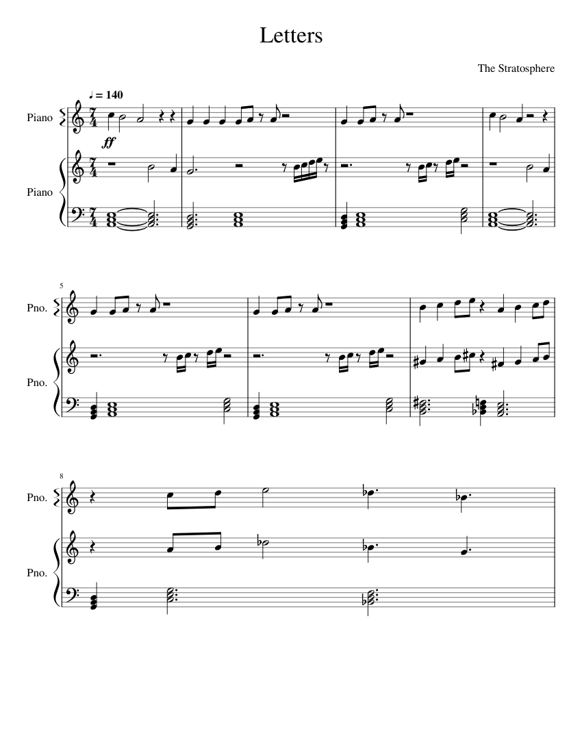 Letters Sheet music for Piano (Piano Duo) | Musescore.com