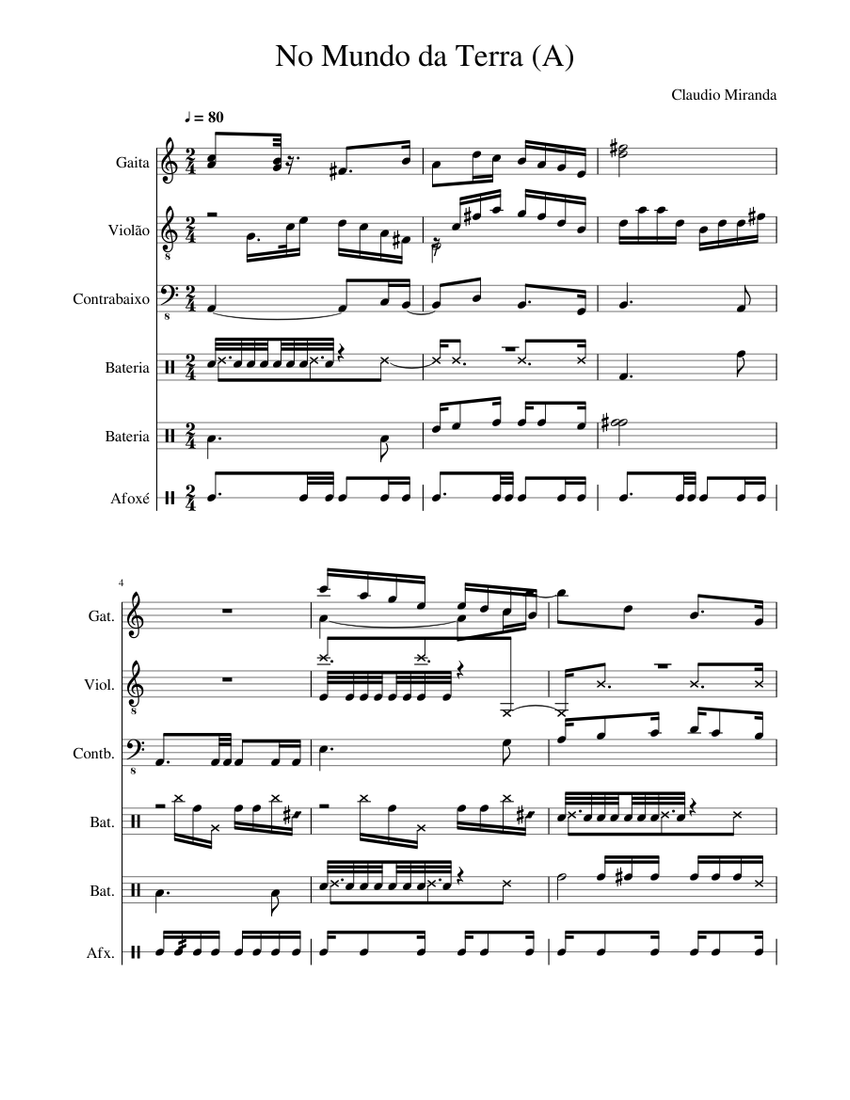 No Mundo da Terra (A) Sheet music for Guitar, Bass guitar, Drum group ...