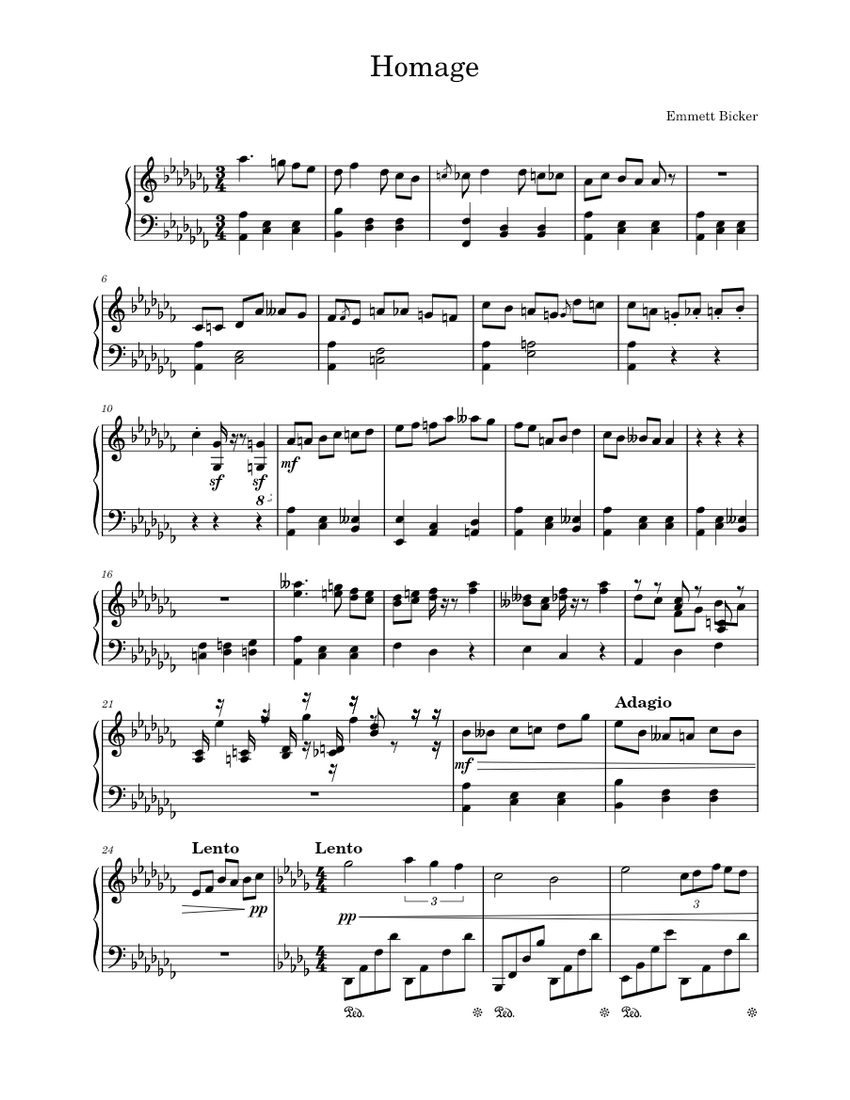 Homage Sheet music for Piano (Solo) | Musescore.com
