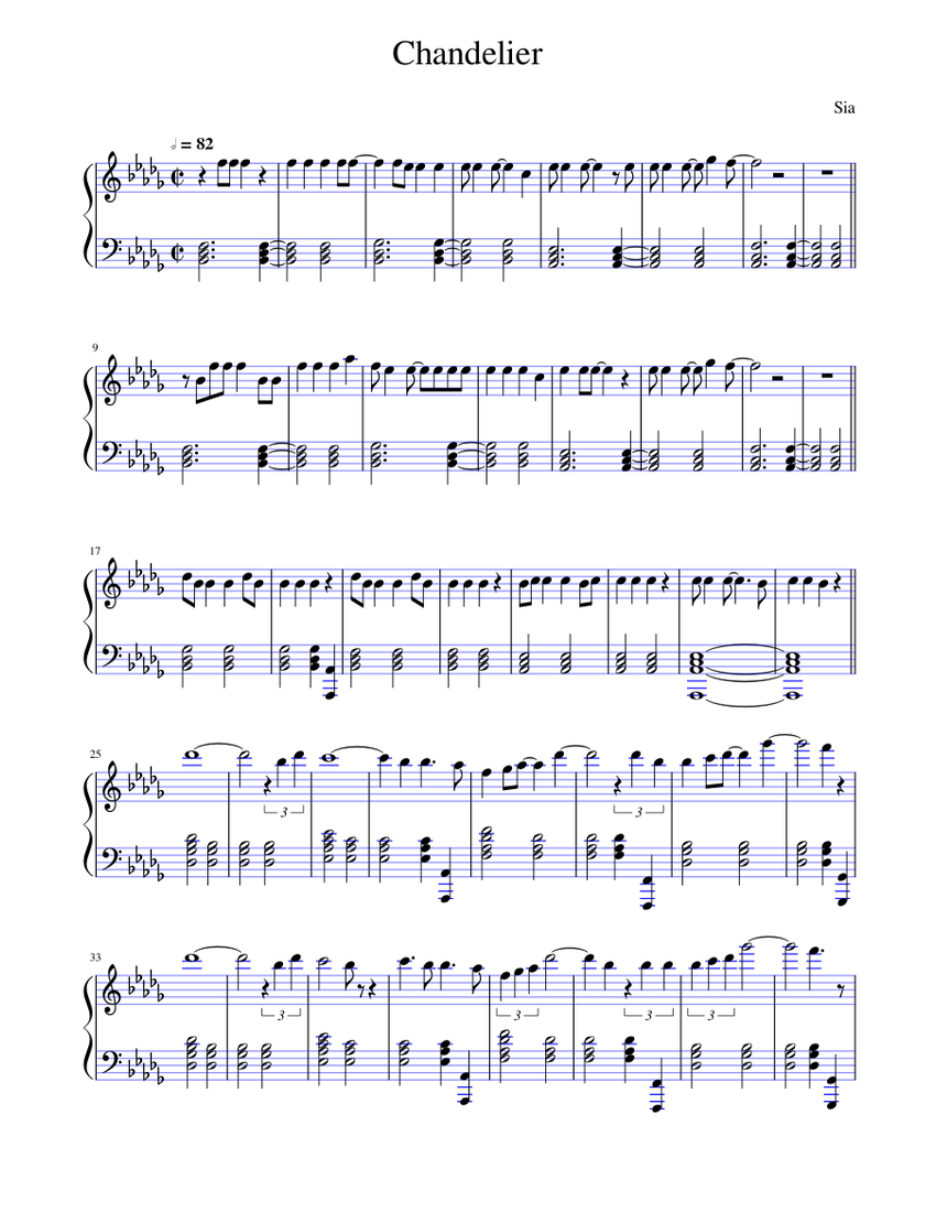 Chandelier Sheet music for Piano (Solo) Easy | Musescore.com