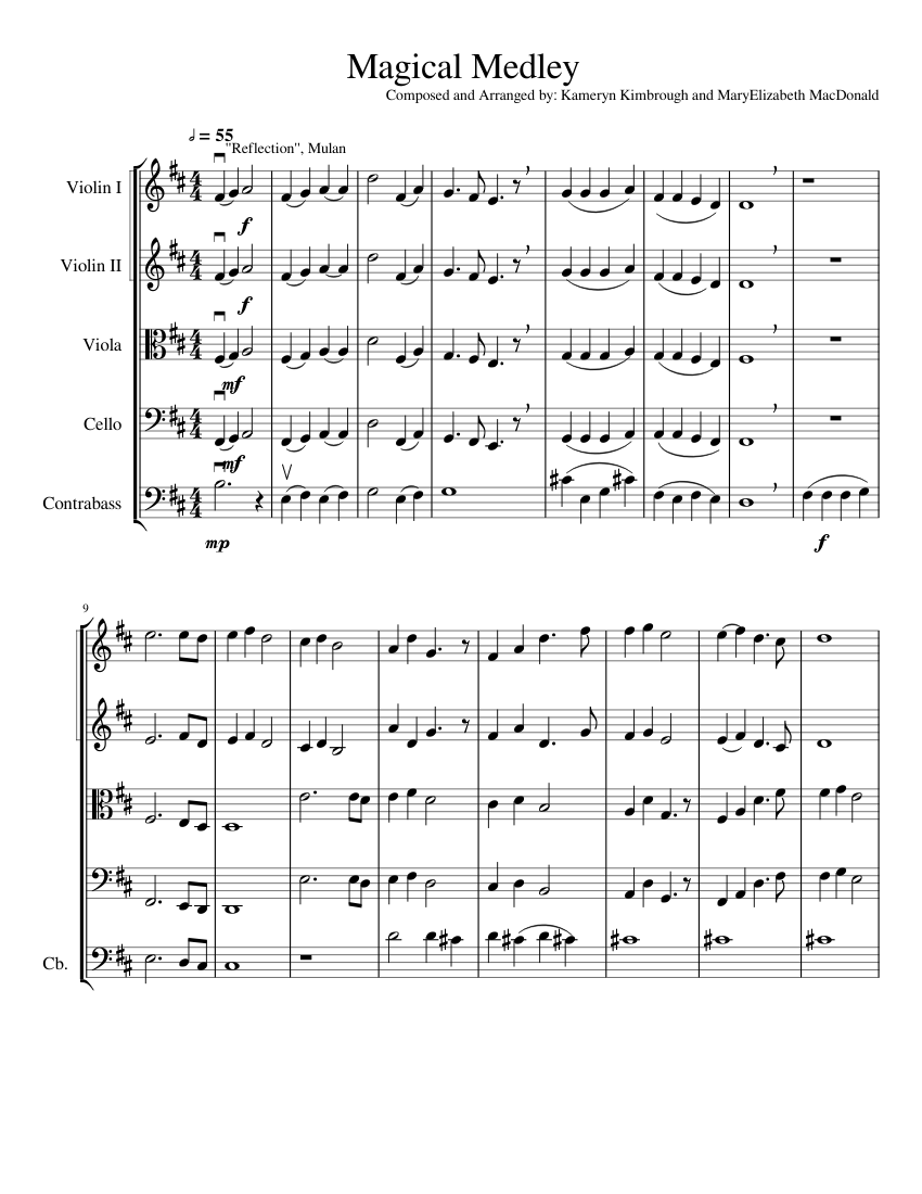 Magical Medley *Disney Edition* Sheet Music for Contrabass, Violin ...