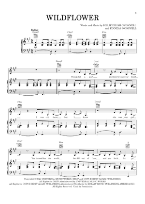 WILDFLOWER – Billie Eilish Sheet Music with Chords for Piano (Solo ...