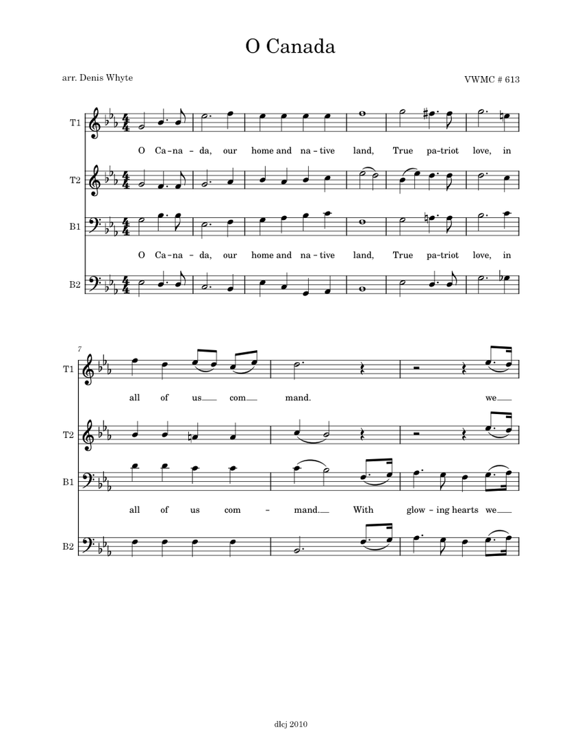 613 O Canada Sheet music for Vocals (Men’s Choir) | Musescore.com