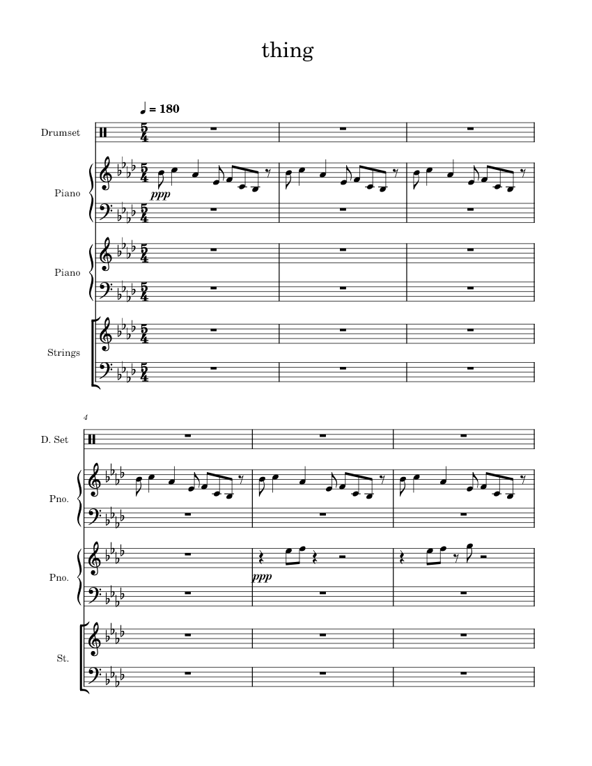 thing Sheet music for Piano, Drum group, Strings group (Solo ...
