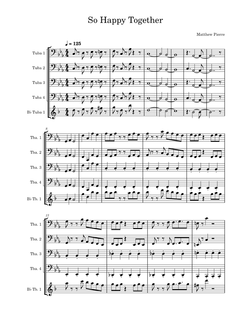Happy Together - The Turtles Sheet Music for Tuba (Mixed Quintet ...