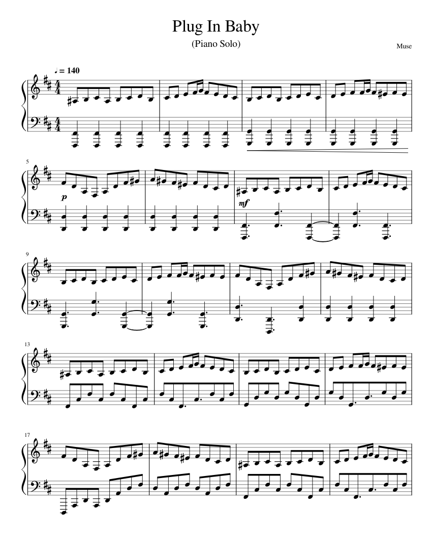 Plug In Baby (Piano Solo) Sheet Music for Piano (Solo) | MuseScore.com