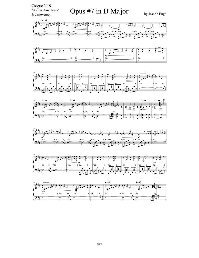 Opus_#7_in_D_Major-Joseph Pugh Sheet music for Piano (Solo) Easy ...
