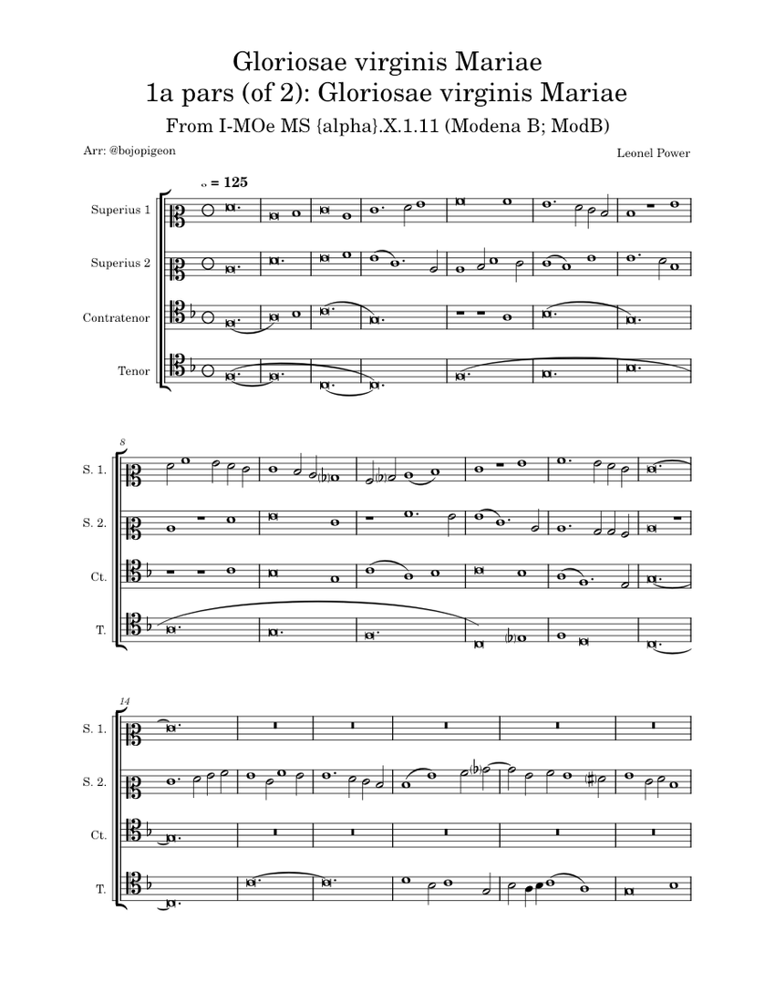Gloriosae virginis Mariae: Part 1 – Leonel Power Sheet music for Vocals ...