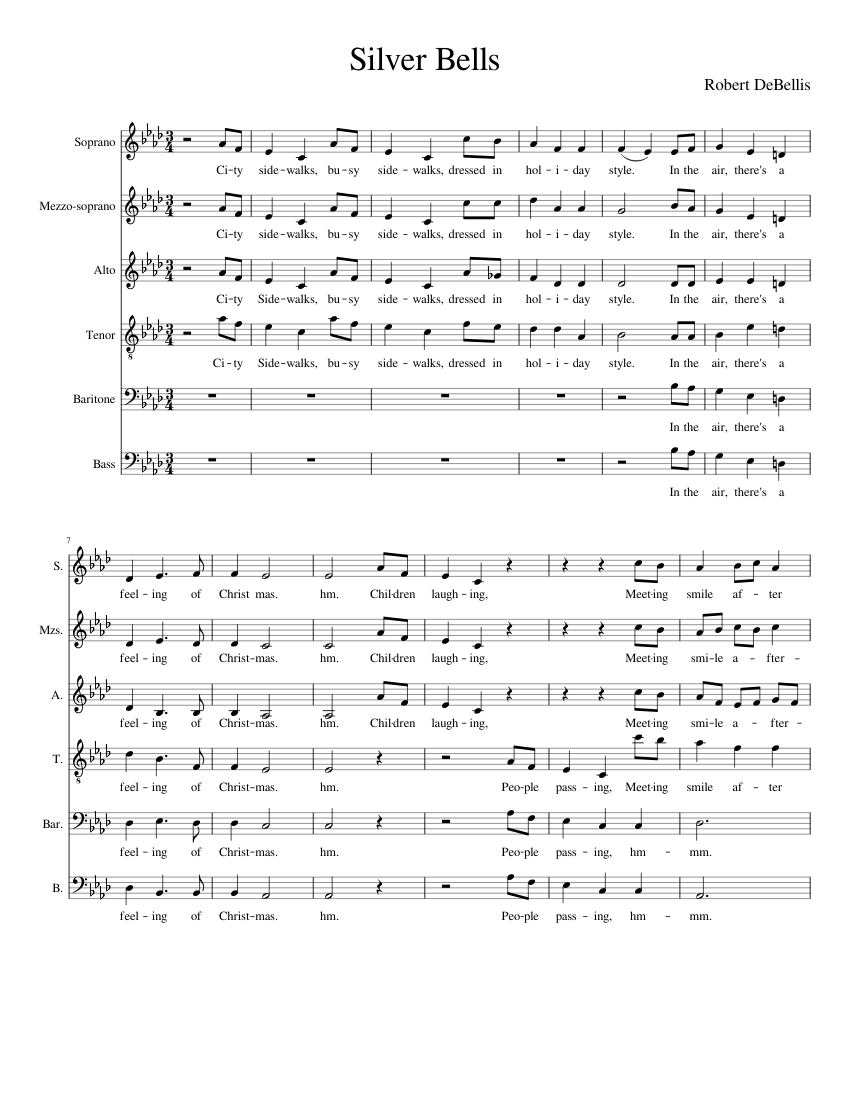 Silver Bells (6 part) Sheet music for Soprano, Alto, Tenor, Bass voice ...