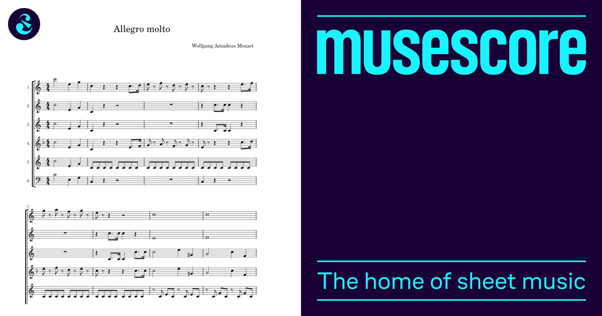 Molto allegro - Wolfgang Amadeus Mozart Sheet Music for Violin, Cello ...