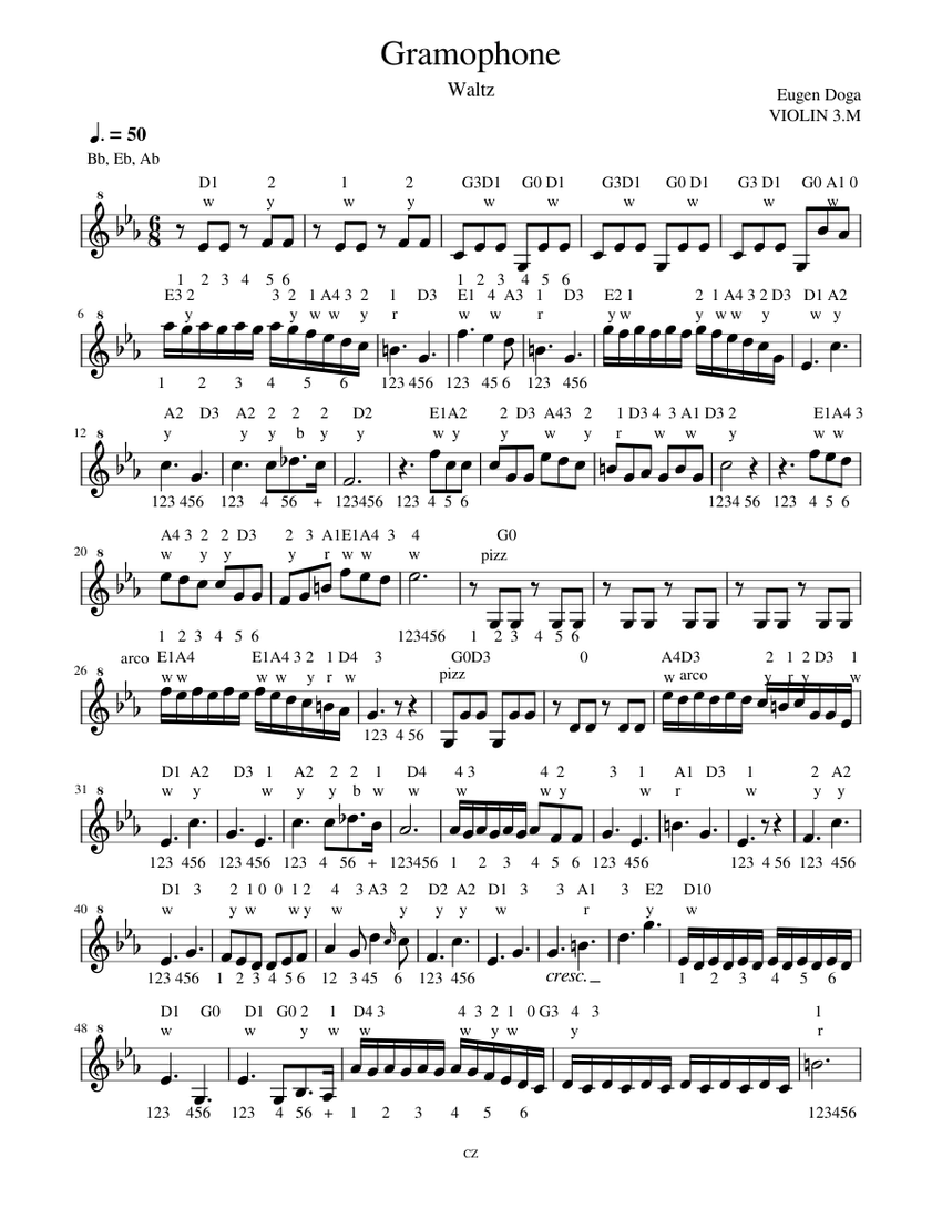 GRAMOPHONE Waltz – Doga GRAMOPHONE Waltz – Eugen Doga.VIOLIN 3.M.MUSESCORE Sheet music for ...