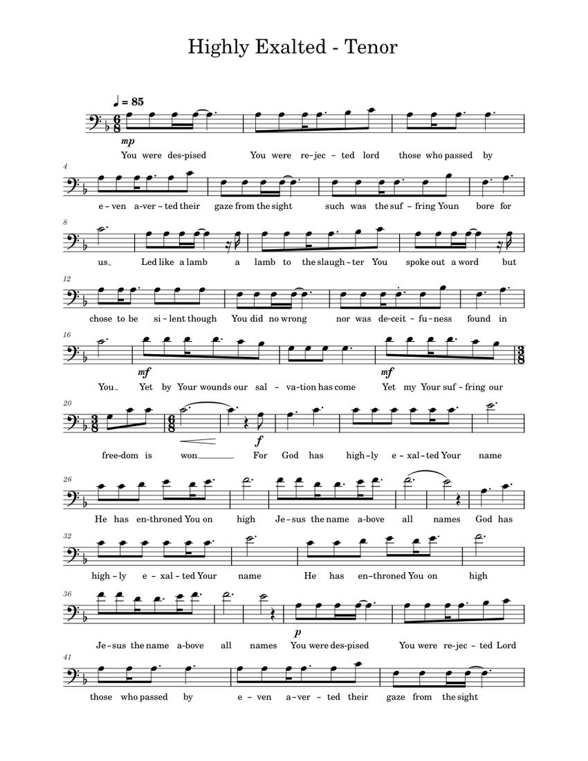 Highly Exalted – Tenor Sheet Music for Piano (Solo) Easy | MuseScore.com