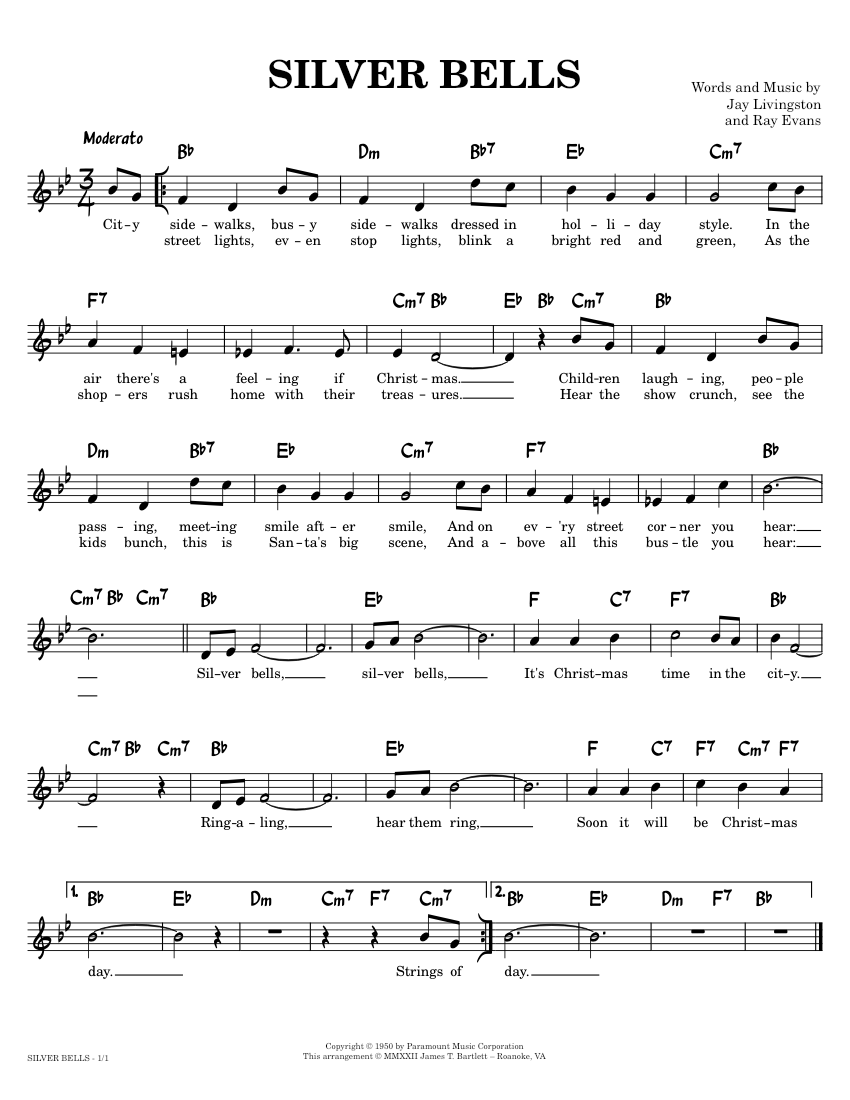Silver Bells [lead sheet] – Jay Livingston, Ray Evans Sheet Music with ...