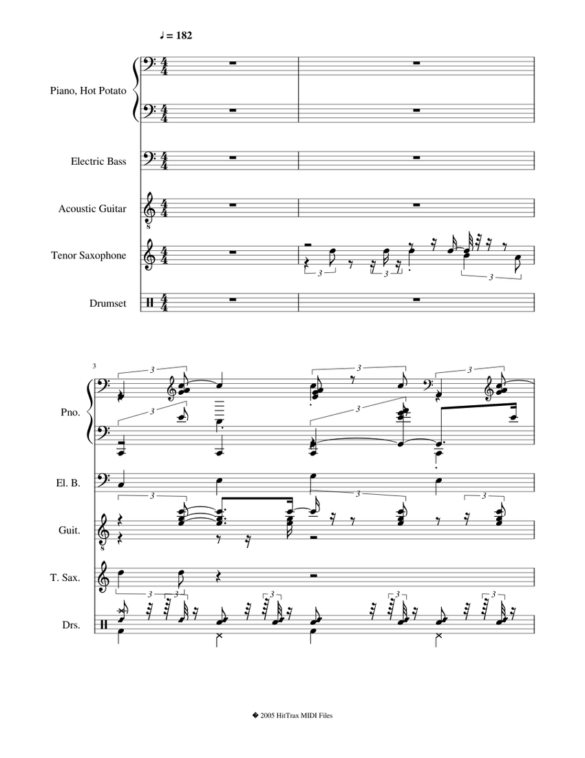 The Wiggles - Hot Potato Sheet Music for Piano, Saxophone tenor, Guitar ...