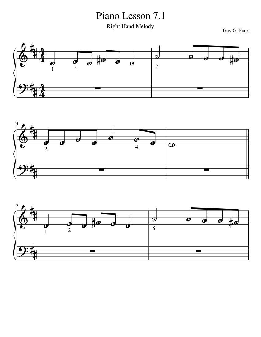 Piano_Lesson_7.1 Sheet music for Piano (Solo) | Musescore.com
