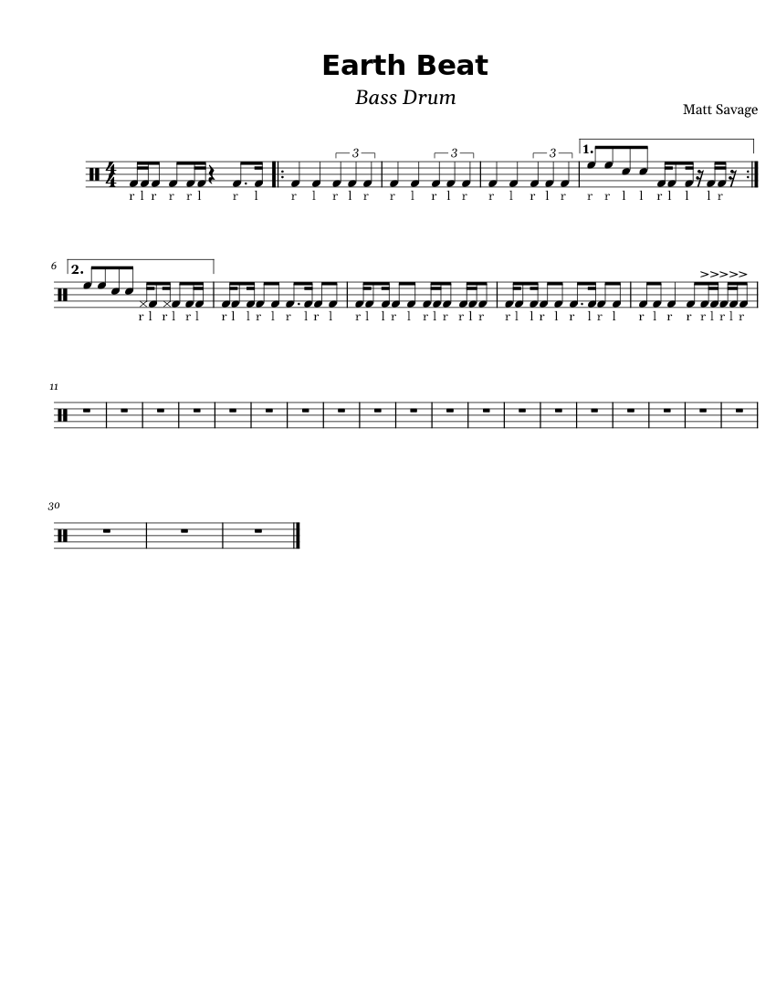 Earth Beat Earth_Beat Sheet music for Bass drum (Percussion Ensemble ...