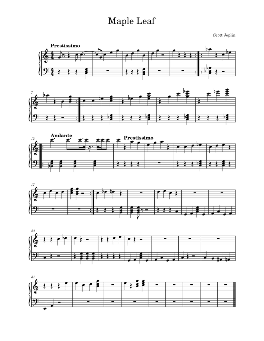 Maple Leaf Sheet music for Piano (Solo) | Musescore.com