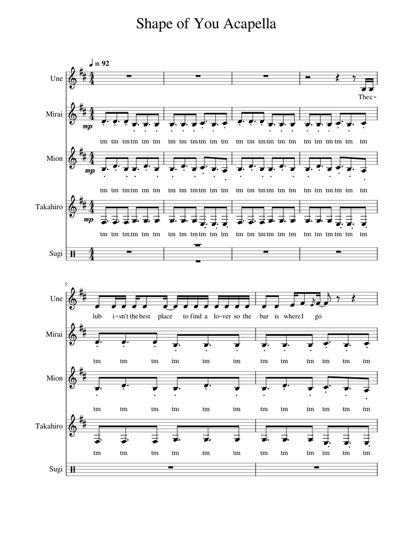 Shape of You – Ed Sheeran Sheet Music for Piano, Drum group (A Capella ...